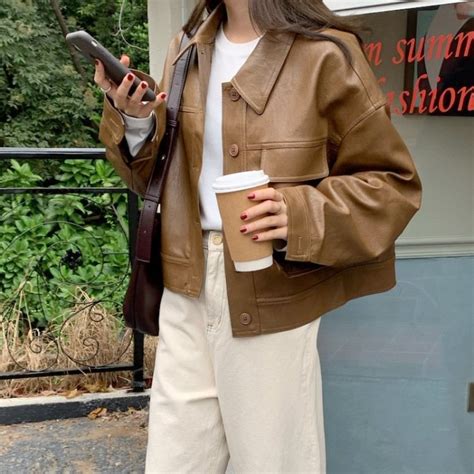 寬松皮衣女2023春秋新款韓版時尚休閑黑色百搭單pu外套短款皮夾克 Yahoo奇摩拍賣