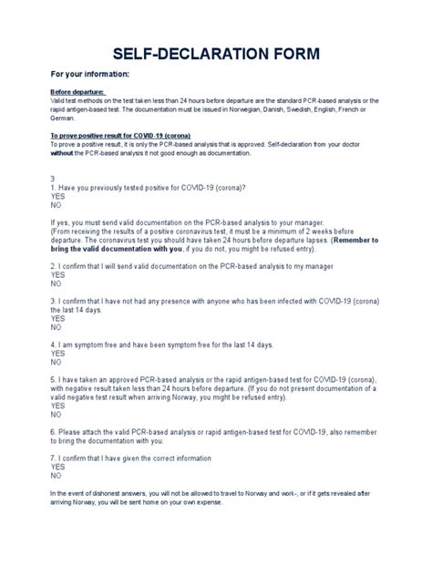 English Self Declaration Form V1 Pdf