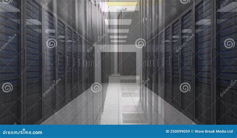 view of empty computer server room in seamless pattern stock video