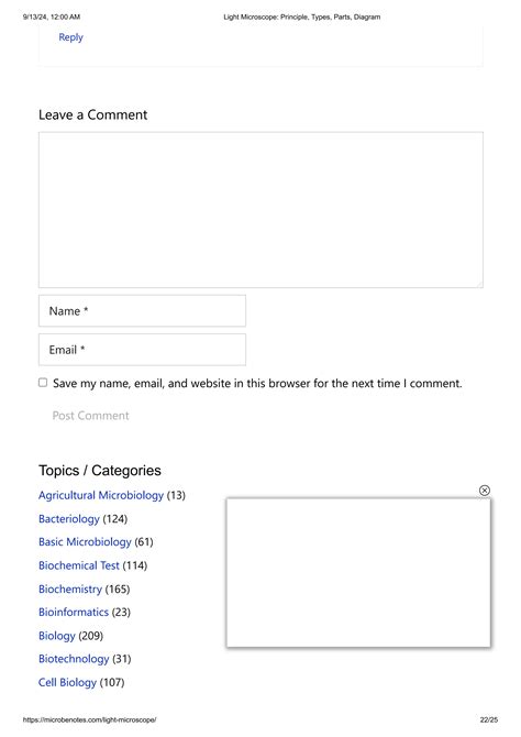 Light Microscope Principle Types Parts Diagrampdf