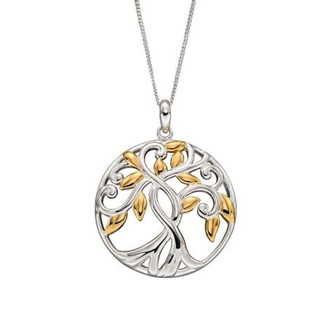 Elements Tree Of Life Gold Plate Pendant Andrew Berry Jewellery