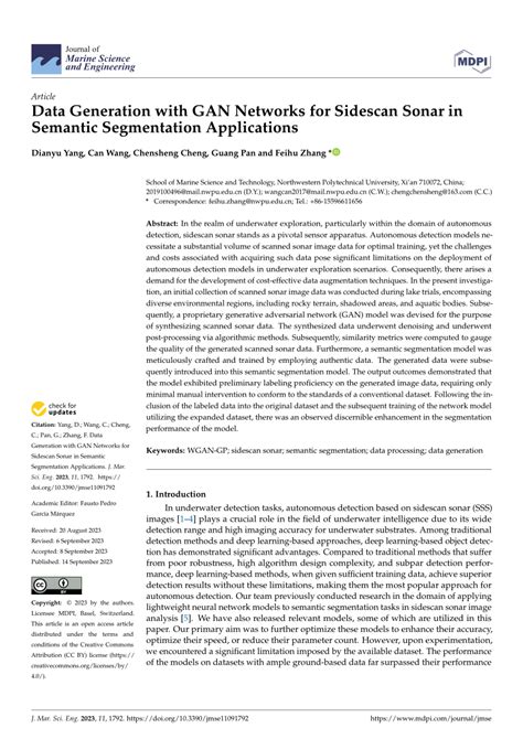 pdf data generation with gan networks for sidescan sonar in semantic