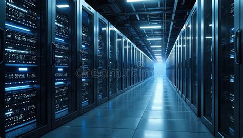 Server Room With Secure Database Storing Large Volumes Of Electronic Data Data Center With