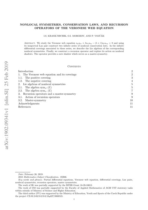 pdf nonlocal symmetries conservation laws and recursion operators