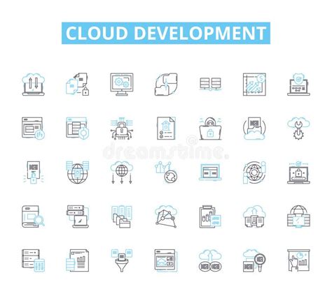 Cloud Development Linear Icons Set Scalability Virtualization
