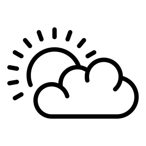 Sun Behind Cloud Icon Outline Style 15911125 Vector Art At Vecteezy