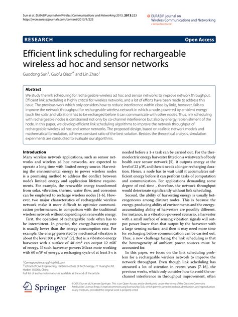Pdf Efficient Link Scheduling For Rechargeable Wireless Ad Hoc And