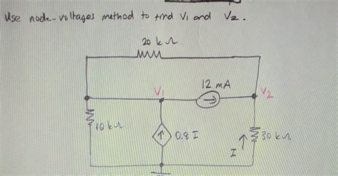 solved use node voltages method to find v1 and v2