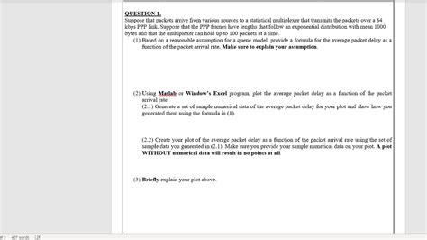 Solved Question 1 Suppose That Packets Arrive From Various