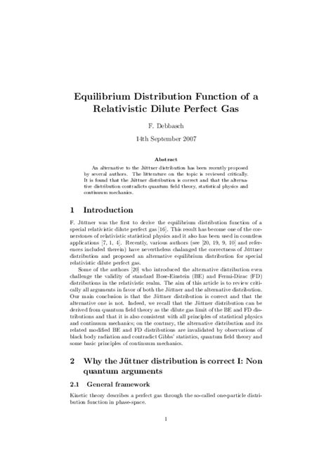 pdf equilibrium distribution function of a relativistic dilute