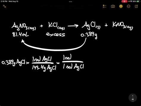 Solved If 814 Ml Of Silver Nitrate Solution Reacts With Excess