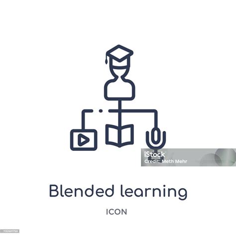E러닝 및 교육 개요 컬렉션의 선형 혼합 학습 아이콘 얇은 라인 혼합 학습 벡터 흰색 배경에 고립 혼합 학습 유행 그림 로고에 대한 스톡 벡터 아트 및 기타 이미지 Istock
