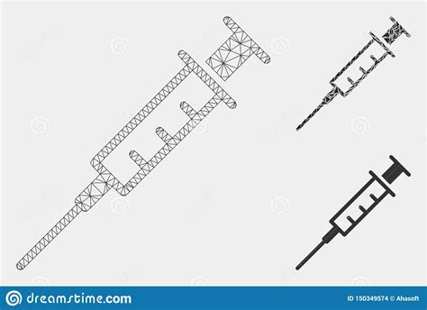 Empty Syringe Vector Mesh Carcass Model And Triangle Mosaic Icon Stock