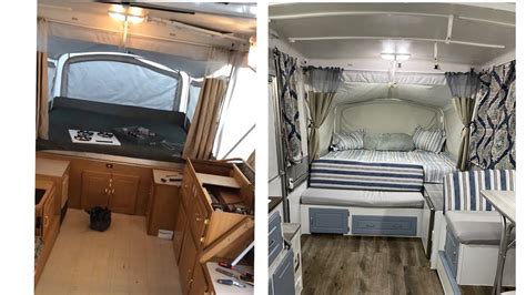 Pop Up Camper Remodel Redo Tour Coleman Pop Up Trailer Transformation