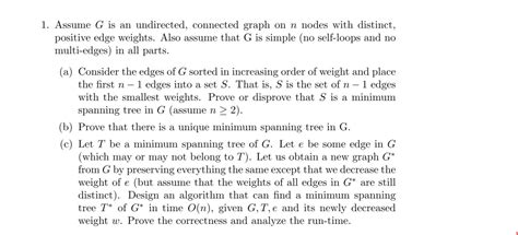 Solved Assume G Is An Undirected Connected Graph On N Nodes With