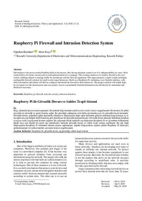 Pdf Raspberry Pi Firewall And Intrusion Detection System