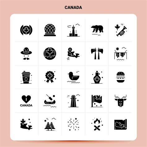 Solid 25 Canada Icon Set Vector Glyph Style Design Black Icons Set Web And Mobile Business Ideas