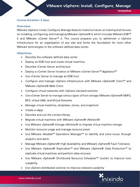 Vmware Vsphere Install Configure Manage Pdf Server Computing V Mware