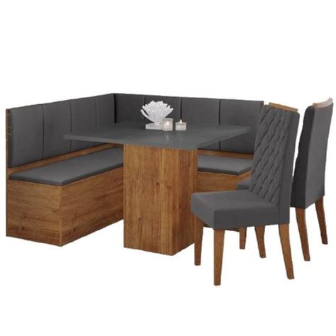 Conjunto Sala De Jantar Canto Alemão Com Baú Liebe Com Mesa Lord E 2