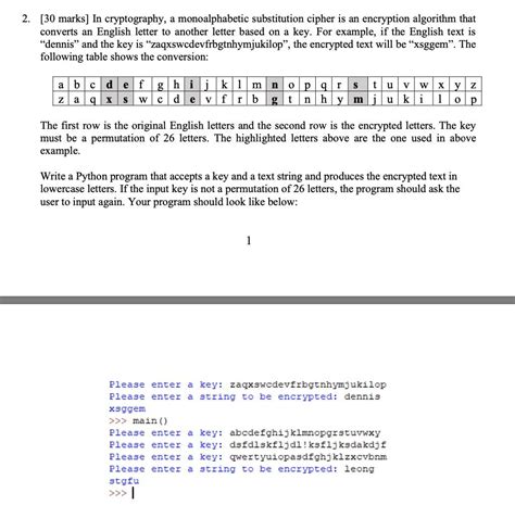 Solved 2 30 Marks In Cryptography A Monoalphabetic