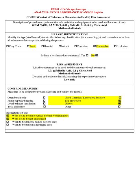 Coshh Form Exp1 Pdf