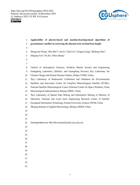 Pdf Applicability Of Physics Based And Machine Learning Based Algorithms Of Geostationary