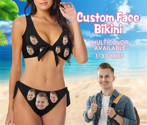 Custom Face Bikini Personalized Photo Swimwear Customize Picture Print Bathing Suit Birthday