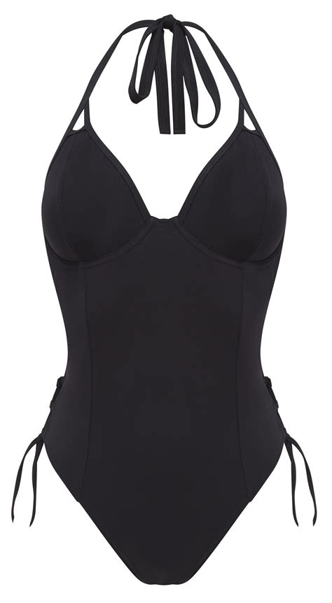 Fato De Banho Halterneck De Copa Mole Com Aros Icon Black
