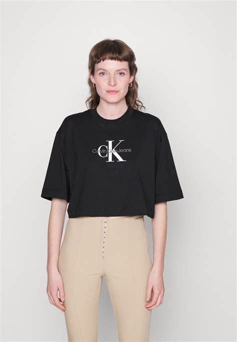 Calvin Klein Jeans Archival Monologo Cropped Tee Printtipaita Black