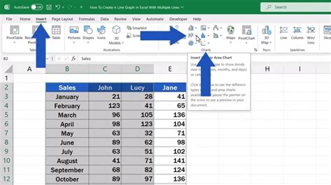 How To Create A Line Graph In Excel With Multiple Lines Easyclick Academyeasyclick Academy