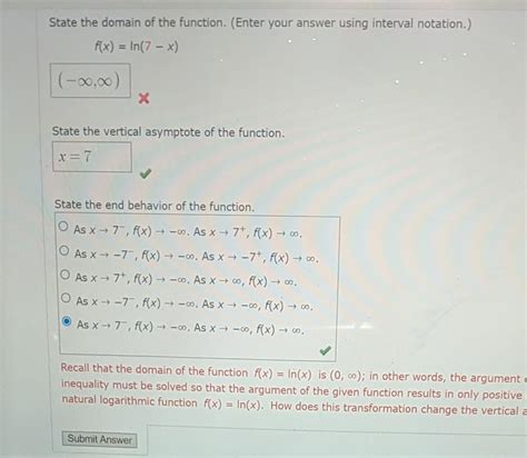Solved State The Domain Of The Function Enter Your Answer Chegg Com