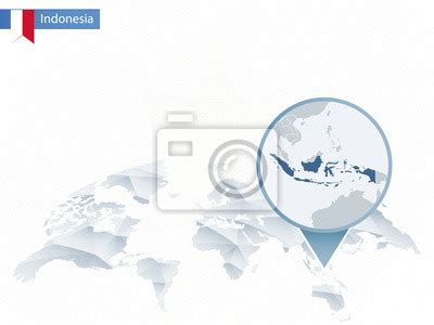 Abstract Rounded World Map With Pinned Detailed Indonesia Map Posters