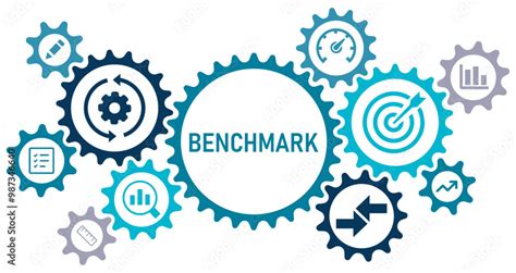 Benchmark Concept Banner Vector Illustration Benchmarking Icons With Performance Process
