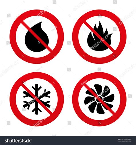 No Ban Stop Signs Hvac Icons Vector De Stock Libre De Regal As