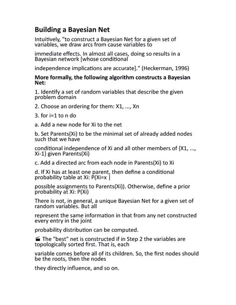 Building A Bayesian Net Building A Bayesian Net Intuitively To