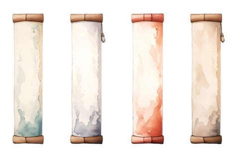 premium psd watercolor clipart set of blank old ancient paper scroll