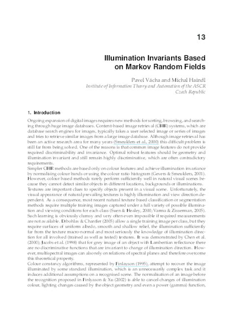 Pdf Illumination Invariants Based On Markov Random Fields