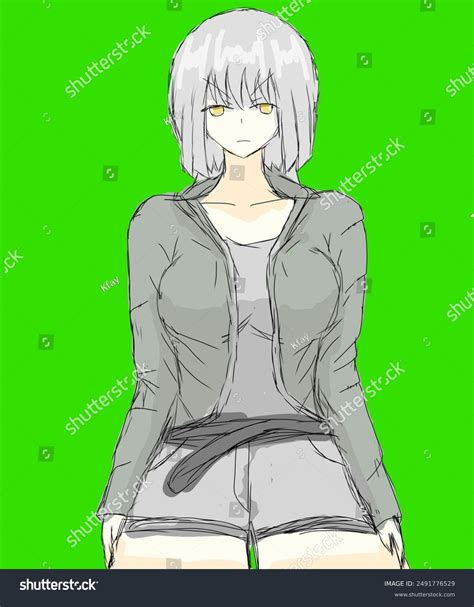 Beautiful Anime Milf Illustration Visual Novel Stock Illustration