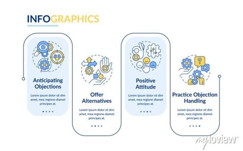 Objection Handling Practices Rectangle Infographic Template • Wall Stickers Blue Geometric