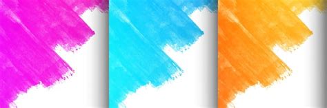 3 화려한 브러시 스트로크 디자인 배경 벡터의 컬렉션 무료 벡터