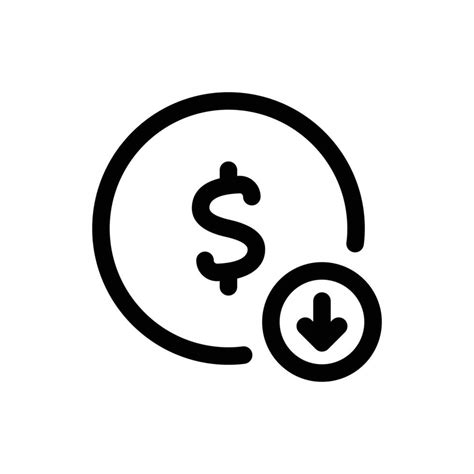 Simple Revenue Decrease Line Icon Isolated On A White Background