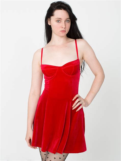 American Apparel Velvet Underwire Bustier Skater Dress 68 American
