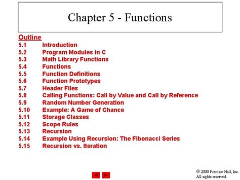 Chapter Functions Outline