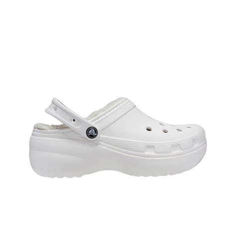 W 크록스 클래식 플랫폼 라인드 클로그 화이트 Crocs Kream