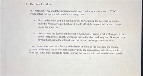 solved 2 the complete model in homework 4 we used the short