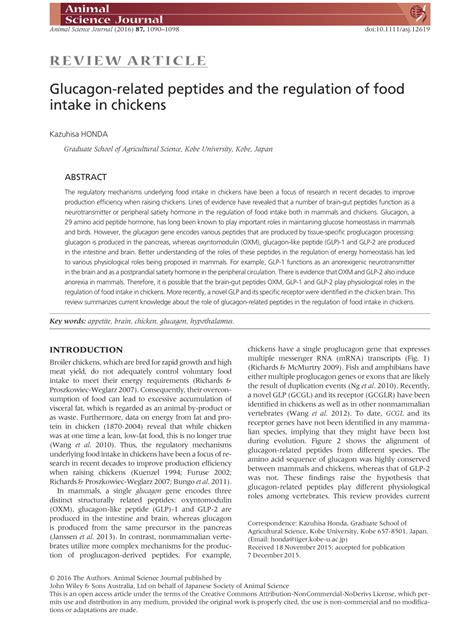 Pdf Glucagon Related Peptides And The Regulation Of Food Intake In