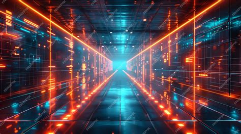 Premium Photo Data Center Server Room Futuristic Network Technology Background