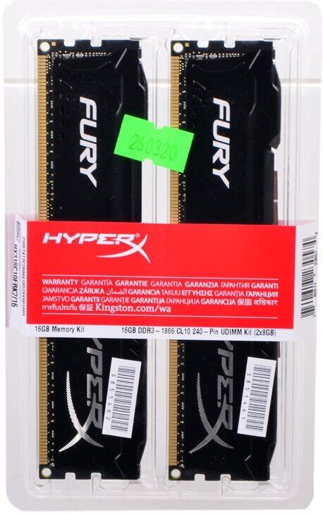 Оперативная память HyperX Fury 16 ГБ (8 ГБ x 2 шт.) DDR3 1866 МГц DIMM ...