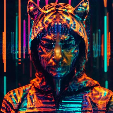 Premium Ai Image A Portrait Created By Digital Coding Like A Tiger