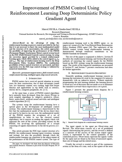 Improvement Of Pmsm Control Using Reinforcement Learning Deep Deterministic Policy Gradient